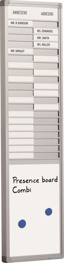 Aanwezigheidsbord 20 personen - RVS - Afwezigheidsbord - Sliders ...
