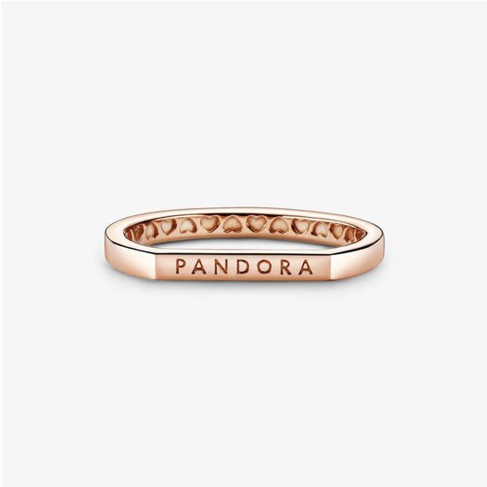 PANDORA - SIGNATURE ROSE RING SPARKLING LOGO BAR ZILVER ROSEKLEURIG ...
