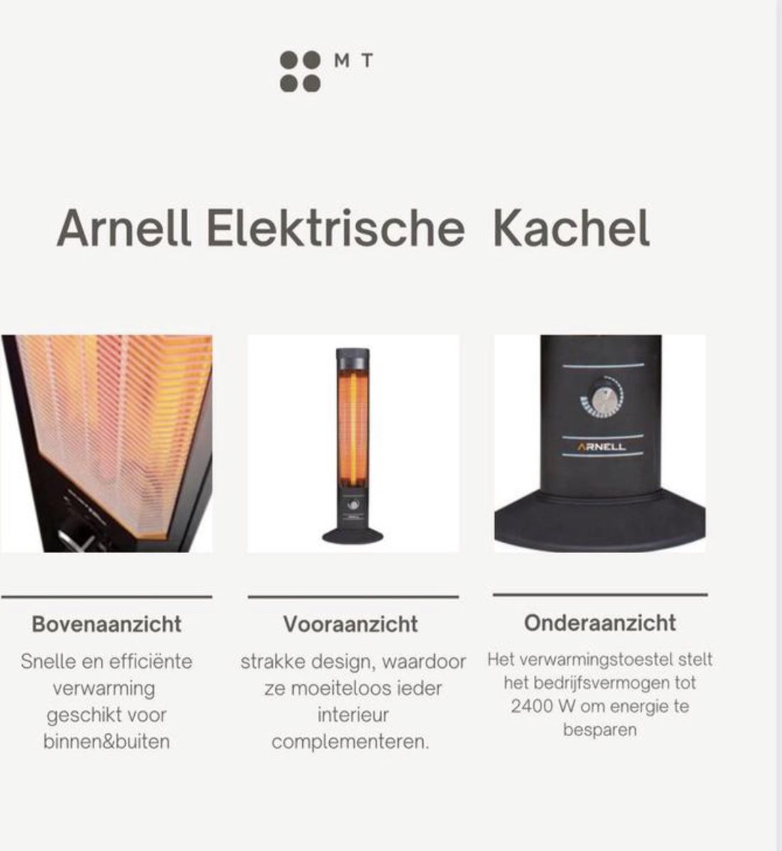 Arnell elektrische kachel infrarood - Elegant - 2000W | bol.com