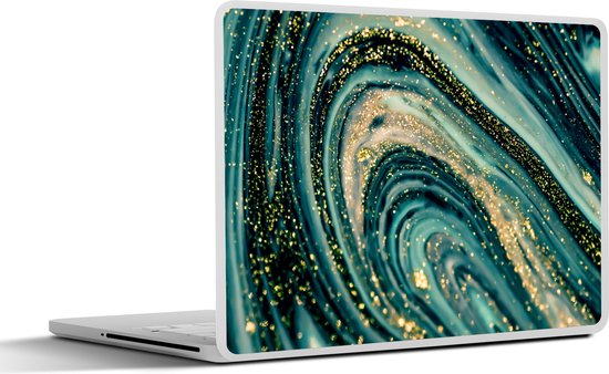 Laptop sticker - 13.3 inch - Marmerlook - Luxe - Goud - Turquoise ...