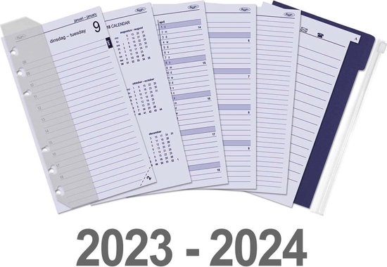 6305-23-24 A5 6 Ring Agenda-planner Invoegingen Wekelijks Jaardoos DE FR 2023 2024 Kalpa | bol.com