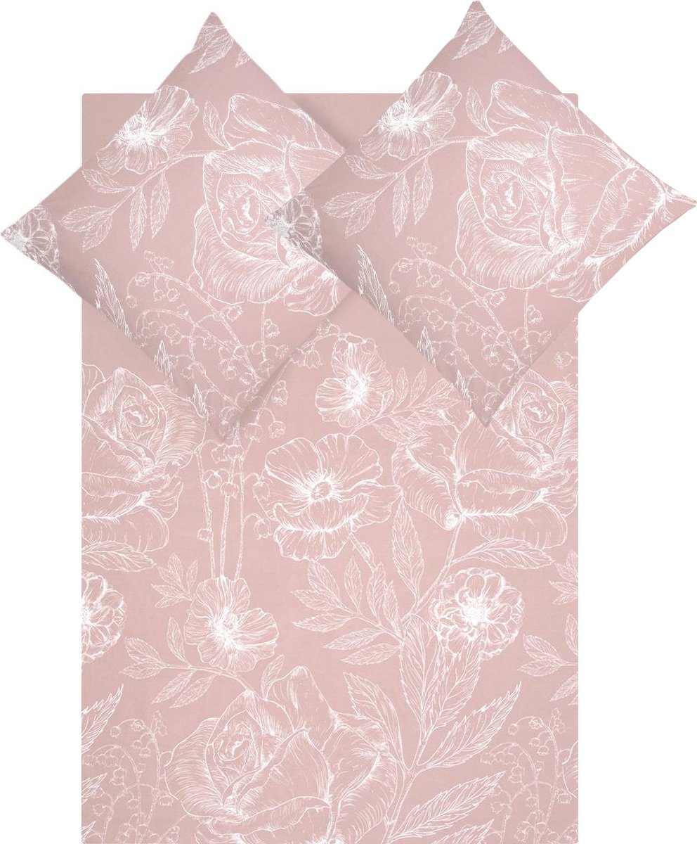 Dekbedovertrek - Lits jumeaux - 240x220 cm - roze / oudroze met ...