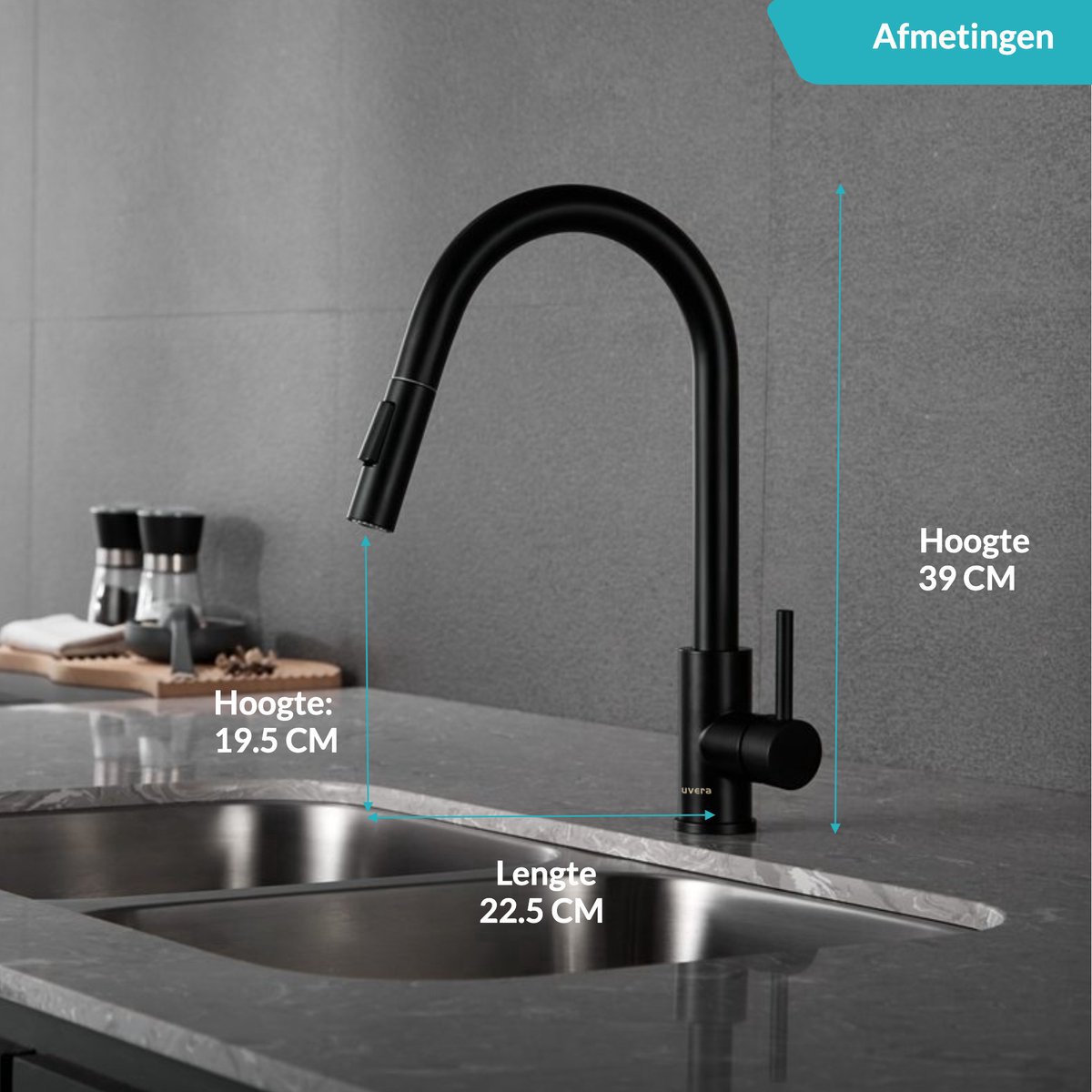Keukenkraan Met Uittrekbare Uitloop Zwart - Keukenkraan Zwart | bol.com