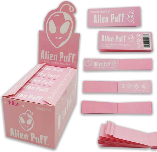 Alien Puff - Pre-Perforated - Pink - Filtertips - Tipjes 25 Stuks Doos ...