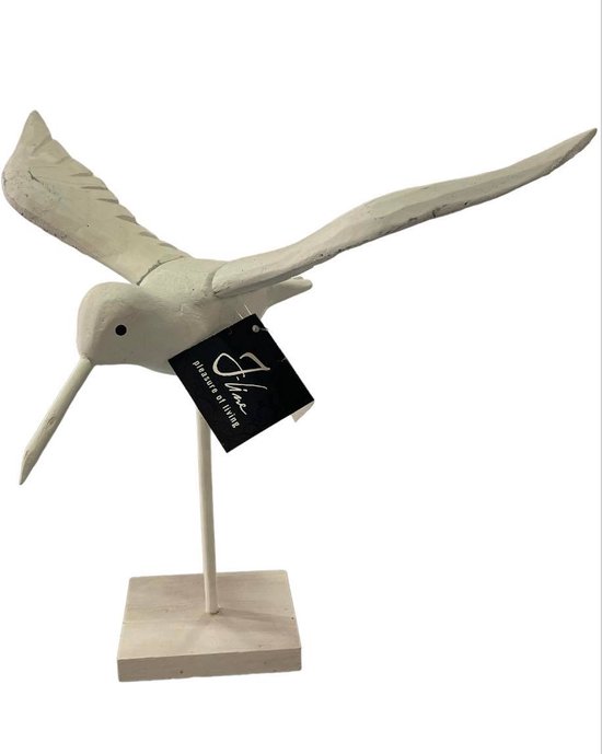 Zeemeeuw op stok hout wit 24x22x26cm | bol.com