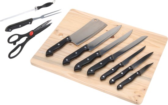 Messenset inclusief snijplank | 11-Delig | Knife - Keukenmessen ...