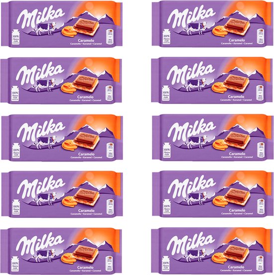 Milka tablet melkchocolade met karamel - 100g x 10 | bol.com