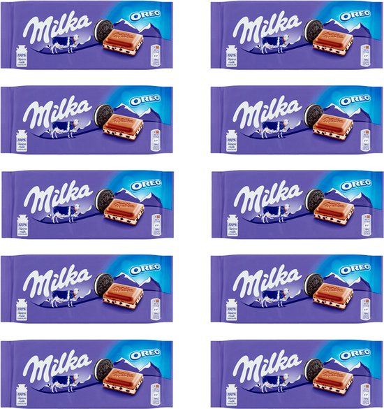 Tablette Milka chocolat au lait fourré Oreo - 100g x 10 | bol.com
