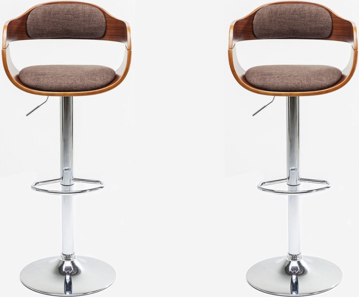 Kare Design Monaco Verstelbare Barkruk - Set Van 2 - Stof Bruin | bol.com