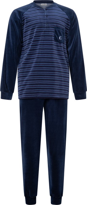 Gentlemen heren pyjama velours | MAAT M | Fijnstreep knoop | jeans | bol