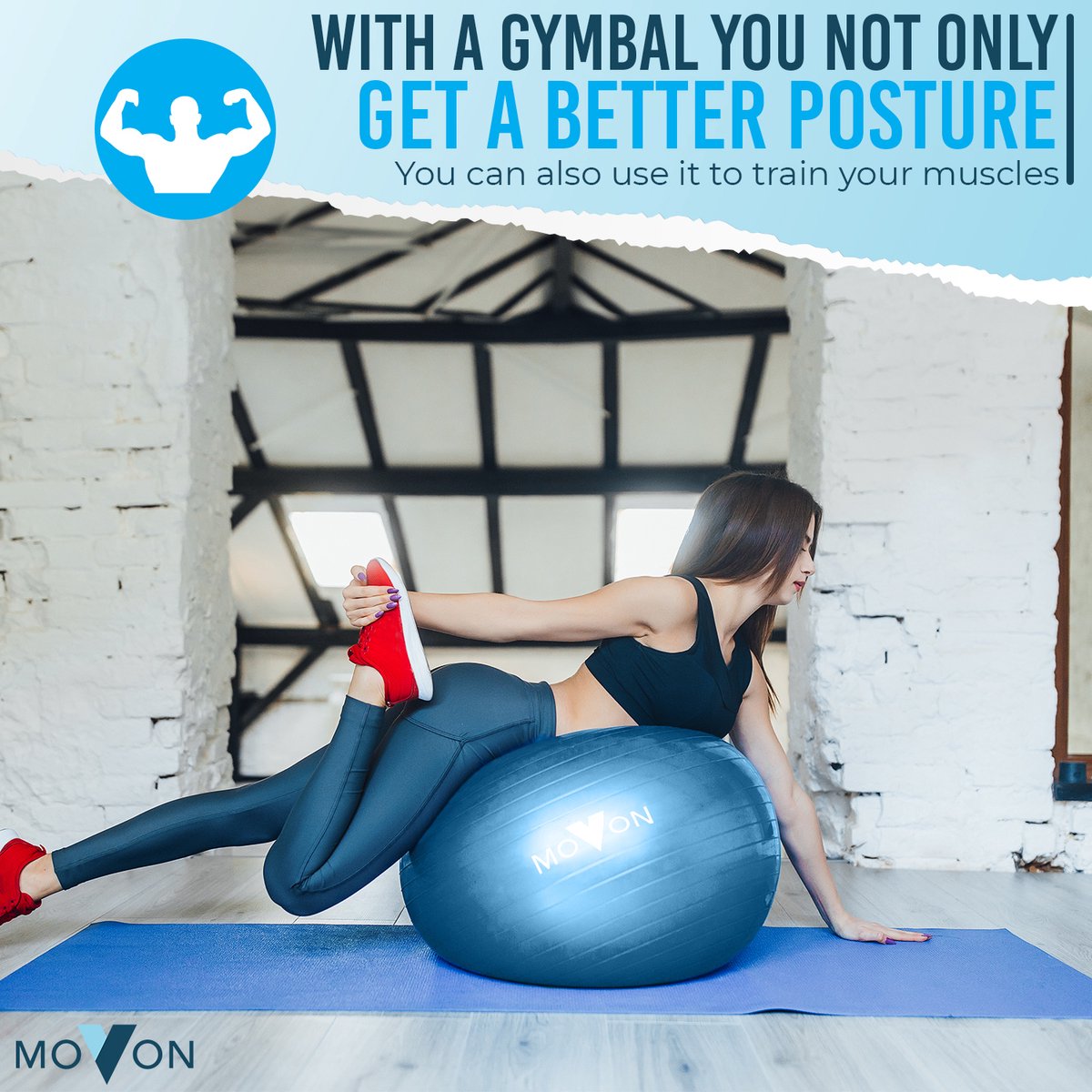 Anti Burst Gymbal / Yogabal, Ergonomische Zit-/ Balansbal, Extra ...