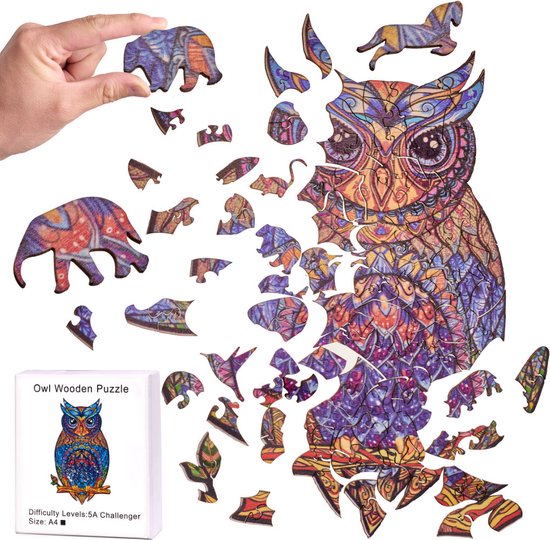Uil A4 Houten Legpuzzel Houten Puzzel voor Volwassenen - Jigsaw Puzzels ...
