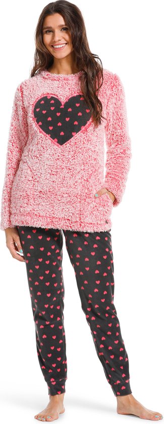 Rebelle dames huispak fleece | MAAT 40 | Hart | roze | bol