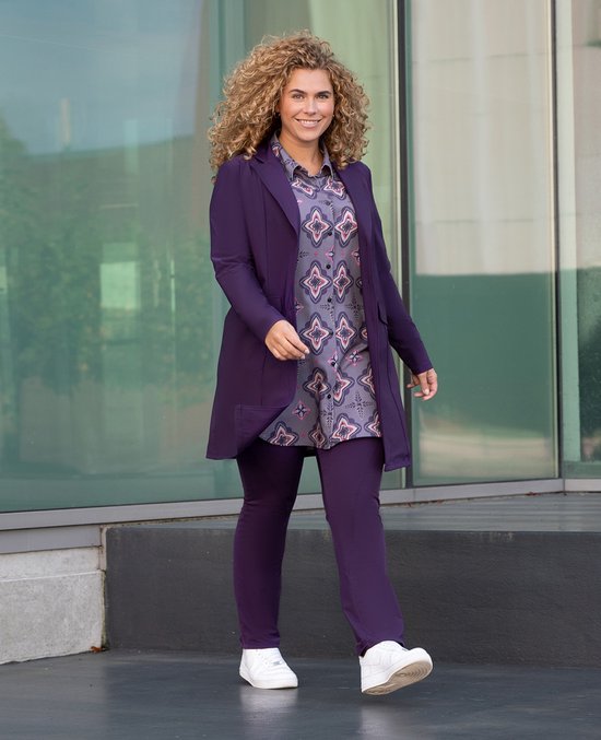 Paarse Blazer van Je m'appelle - Dames - Plus Size - Travelstof - Maat ...
