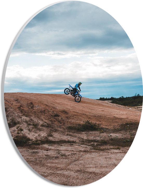 WallClassics - PVC Schuimplaat Ovaal - Motorcrosser op Zandheuvels ...