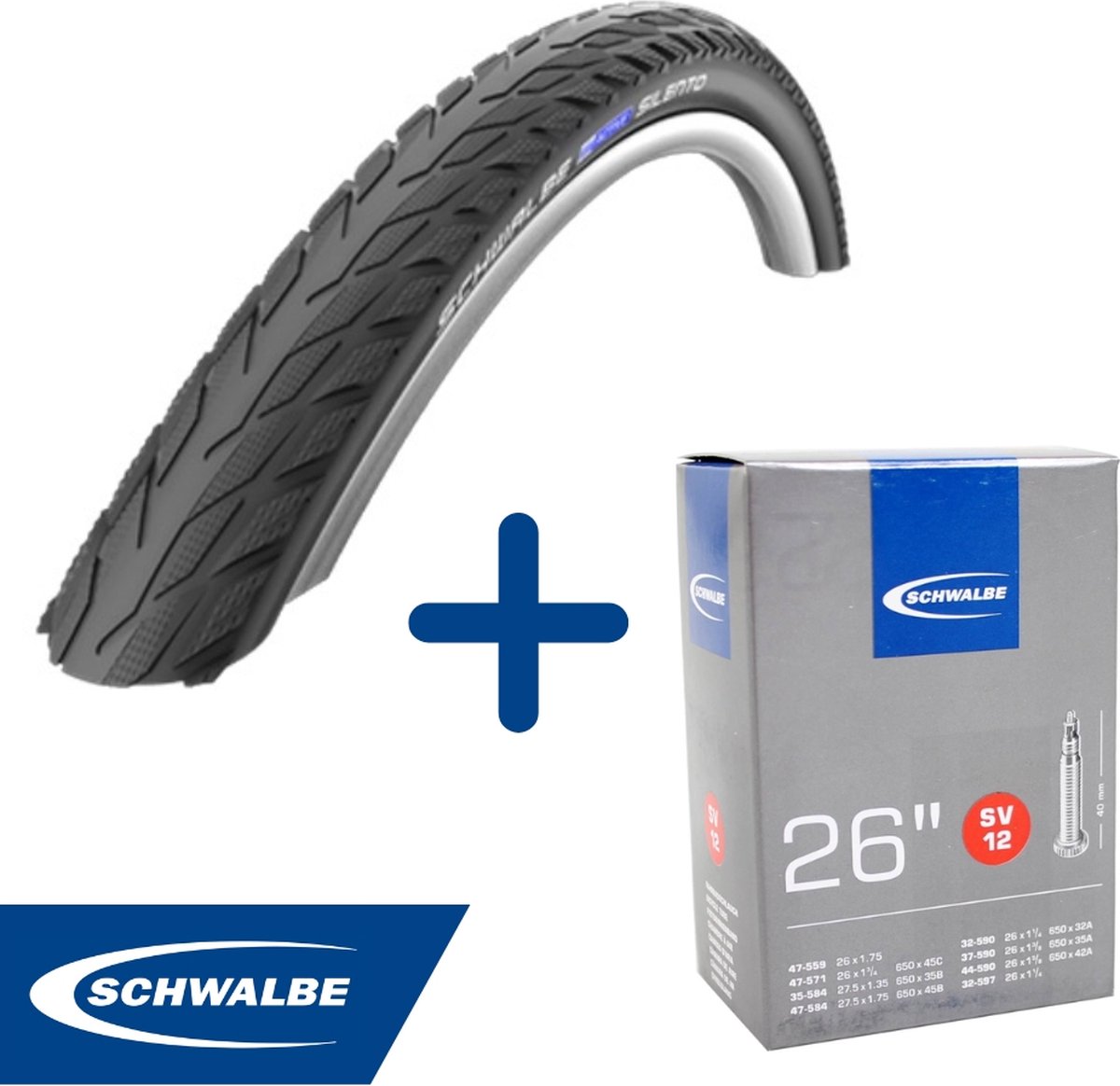 Fietsband - Schwalbe - Buiten- & binnenband - Silento & SV12 - 26 inch x 1 1/4 - 27.5... | bol.com