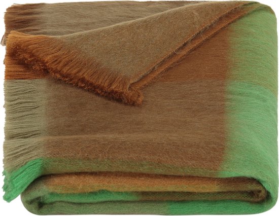 Alpaca Loca Geblokte Sjaal - 200 x 65 cm - Groen, Bruin, Beige | bol