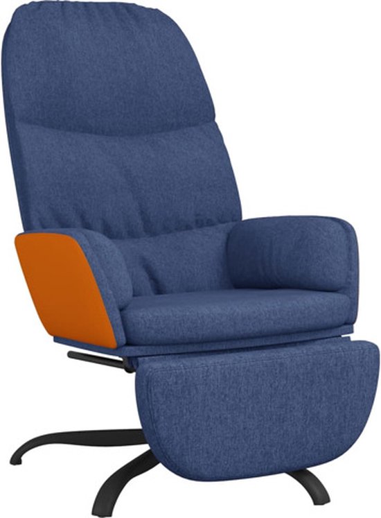 vidaXL Relaxstoel met voetenbank stof blauw | bol.com