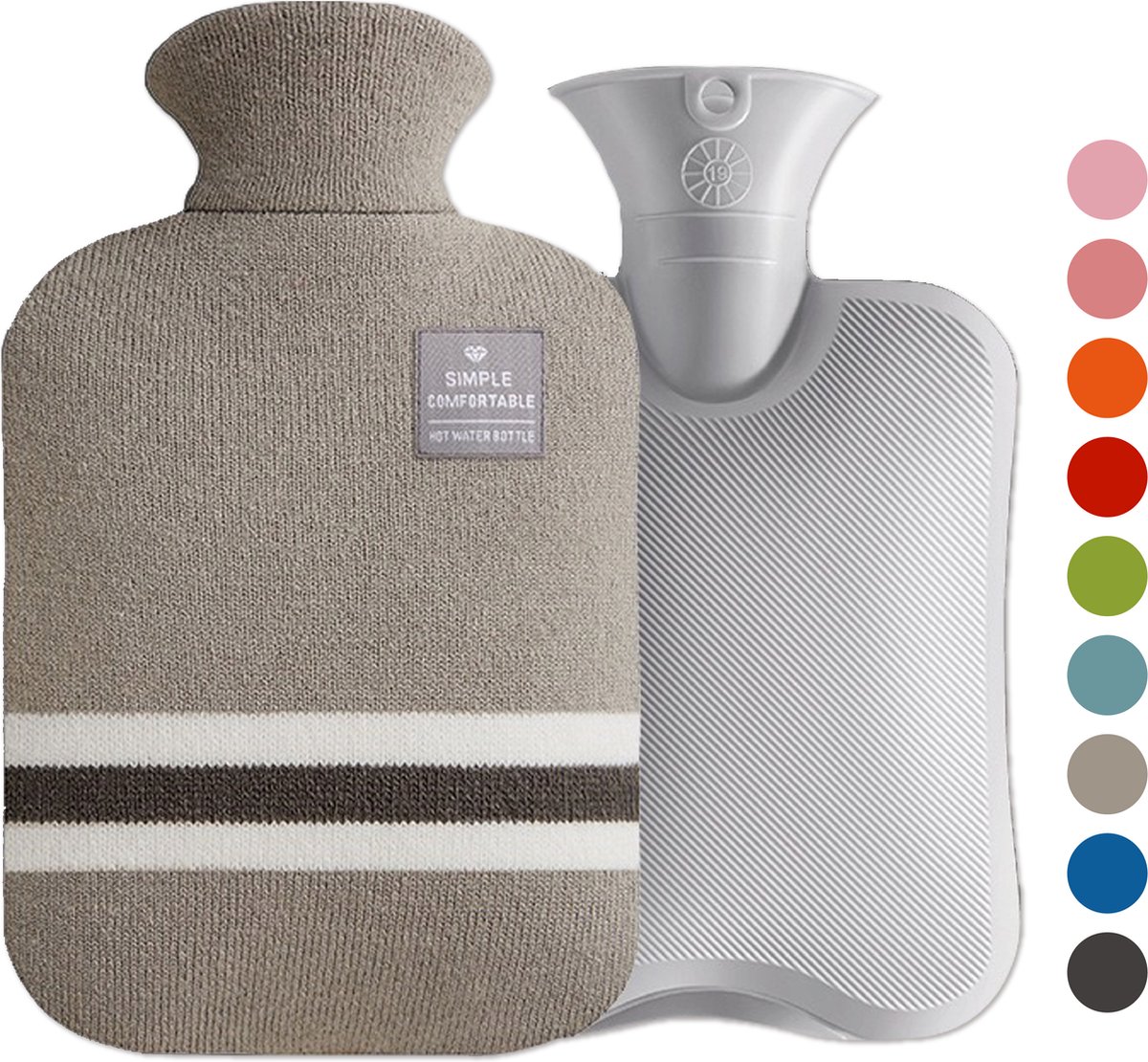 Colorful Sun® Warm water kruik - 2 liter - Warmwaterkruik met hoes ...