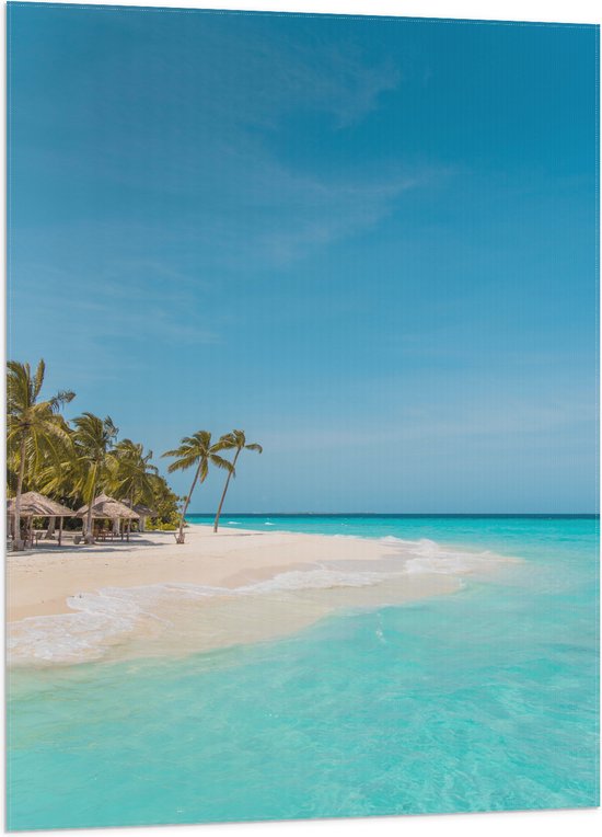 WallClassics - Vlag - Tropisch Strand met Palmbomen - 70x105 cm Foto op ...