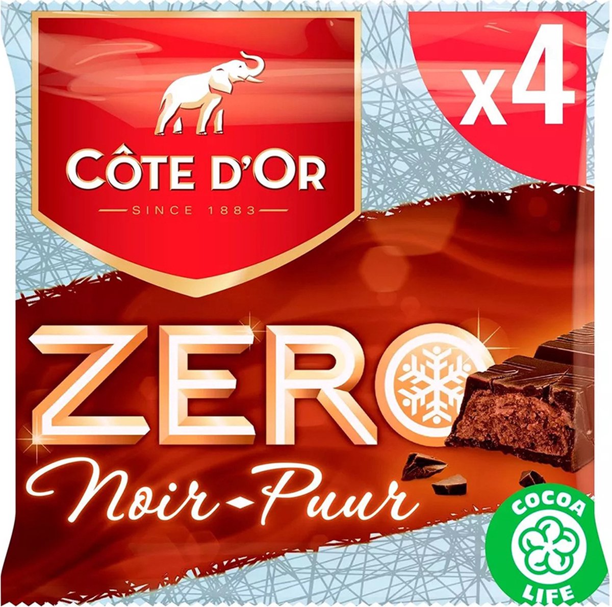 Côte d'Or chocoladereep Zero Noir / Puur 4-pack (4x50g) - 200g x 5 ...