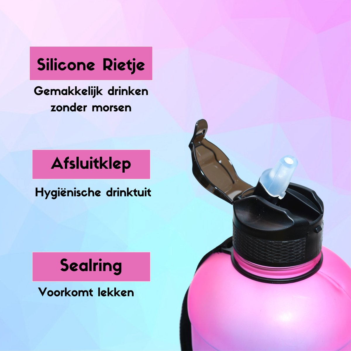 Quality Needz - Bidon - 2 Liter - Bidon Met Rietje - Stevig Handvat ...