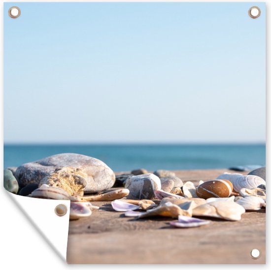 Tuinposters Schelpen - Strand - Zee - Zomer - Zon - 50x50 cm - Tuindoek ...