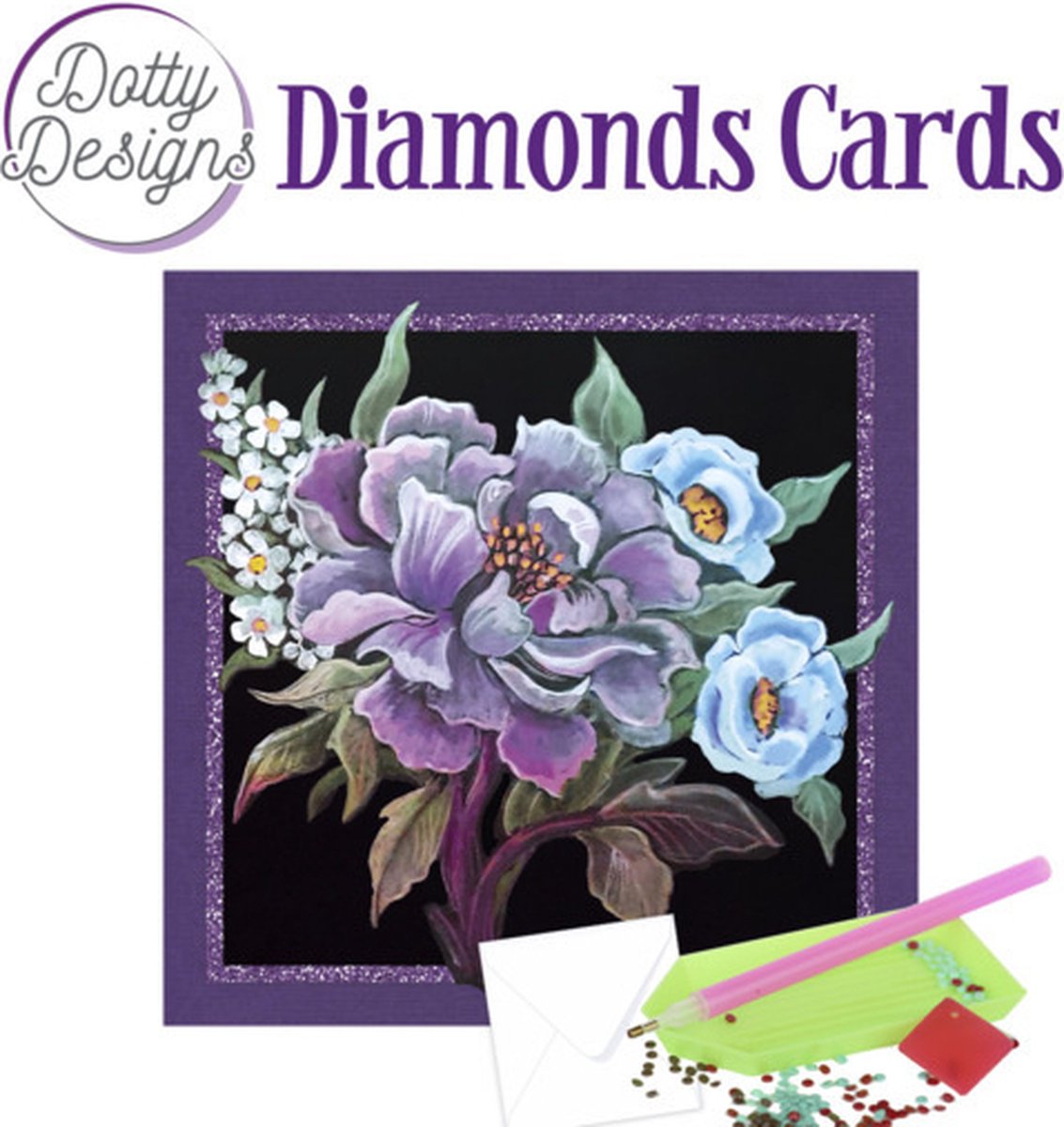 Dotty Designs Diamond Cards - Purple Peonie | bol