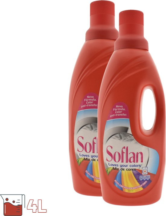Soflan Color Wasverzachter Duo Bundel - 2 x 2 Liter - 66 Wasbeurten | bol
