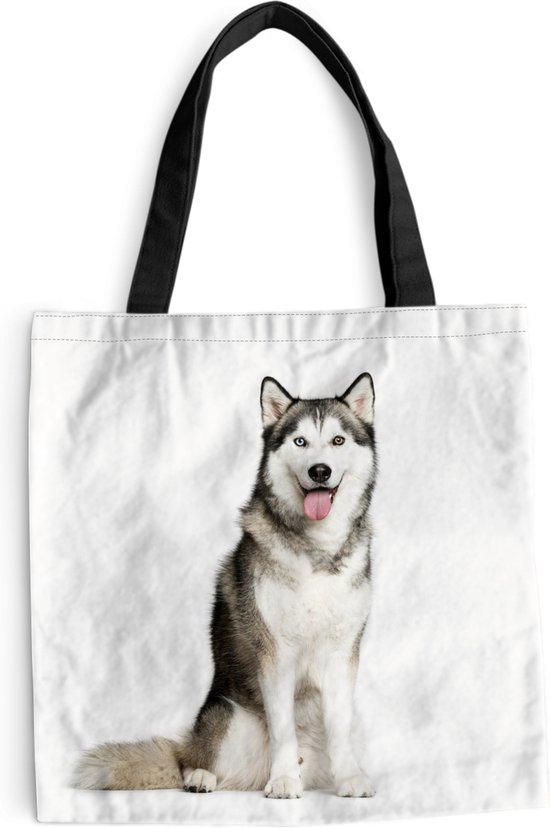 Schoudertas - Strandtas - Shopper Husky portret - 40x40 cm - Katoenen ...