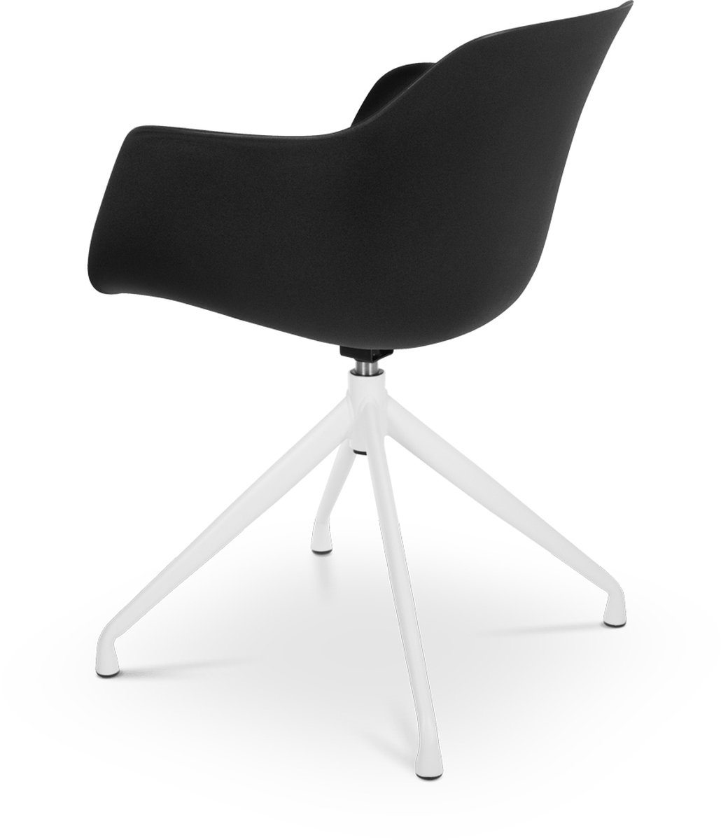 Chaise de salle à manger pivotante Nola noire avec accoudoirs et ...
