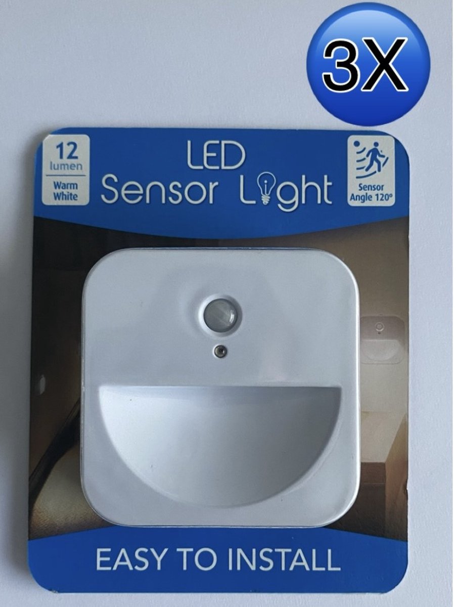 3X LED Verlichting met Bewegingssensor - Trapverlichting - Kast verlichting - Nachtlampje | bol.com