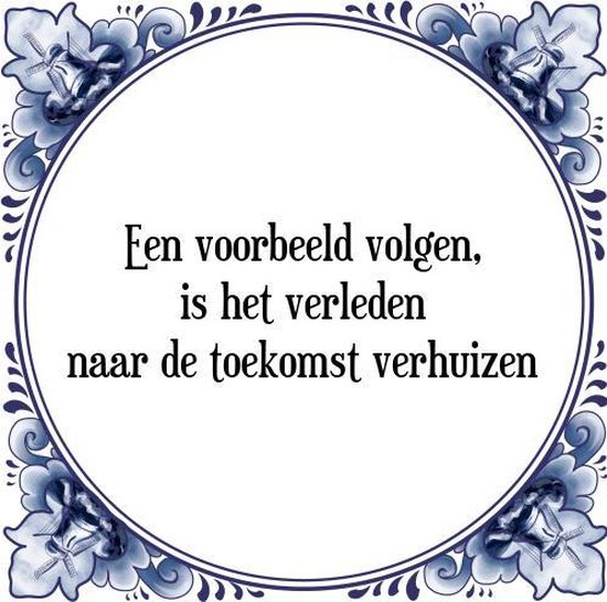 Tegeltje met Spreuk (Tegeltjeswijsheid): Een voorbeeld volgen, is het verleden naar de... | bol