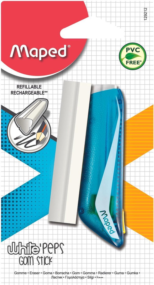 White'Peps gom-stick - assorti kleuren x 1 + 1 navulling - blauw | bol.com