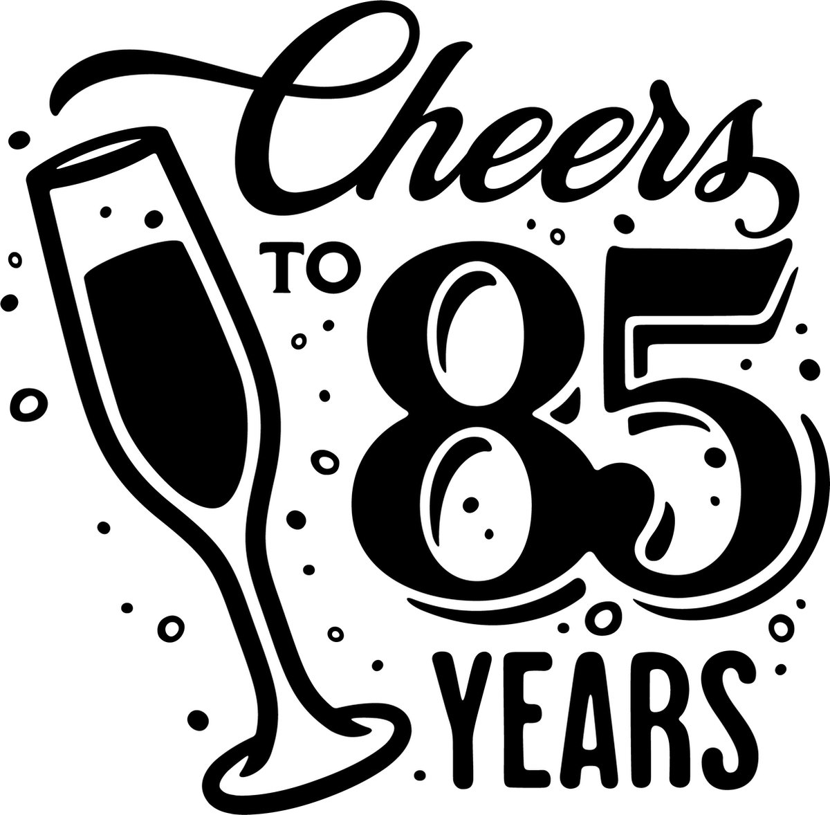 Sticker - Cheers to 85 years - 20x20cm - wit - 1 stuks - stickers ...
