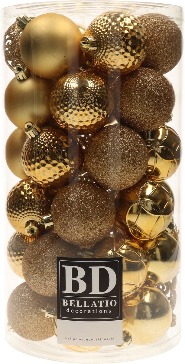 Bellatio Decorations Kerstballen mix - 74-delig - goudkleurig en ...