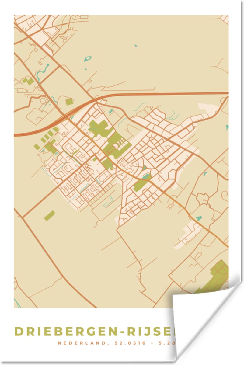 Poster Kaart - Plattegrond - Stadskaart - Driebergen-Rijsenburg - 60x90 ...