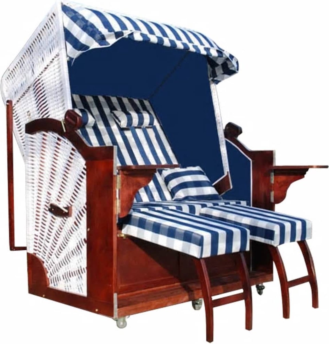 vidaXL Strandkorf Classic XL blauw-wit 2 personen | bol.com