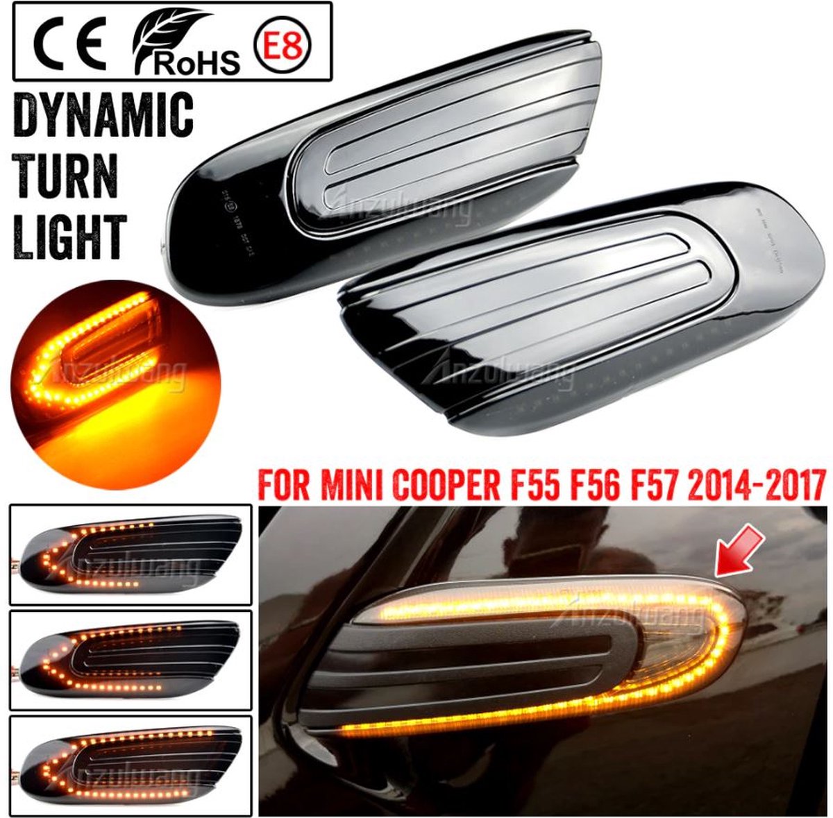 Dynamisch knipperlicht ZWART voor Mini Cooper One F55 F56 F57 | bol.com