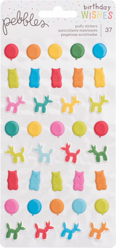 Pebbles stickers happy hooray x37 puffy icon | bol.com