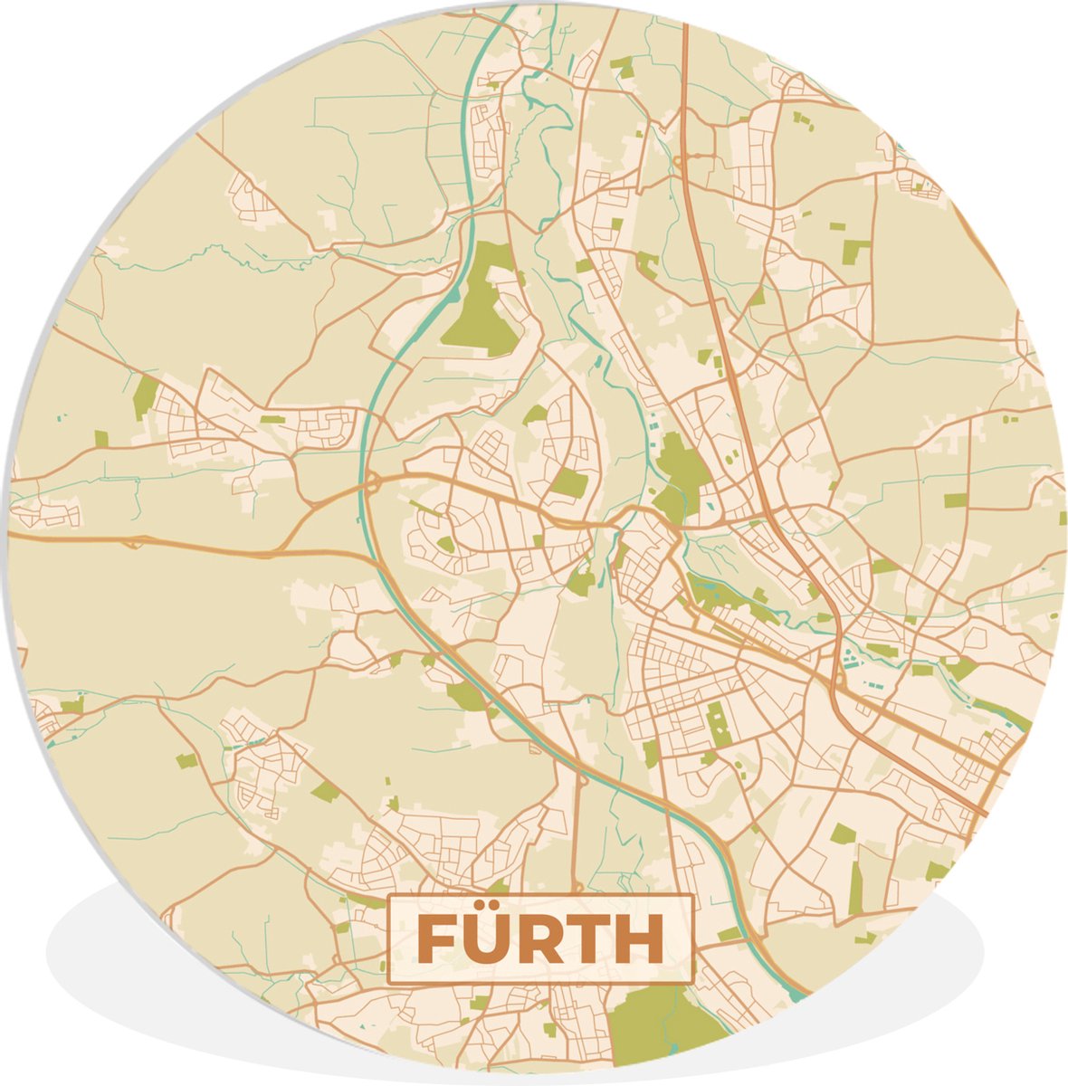 Wall Circle - Wall Circle Indoor - Fürth - Map - City Map - Vintage ...