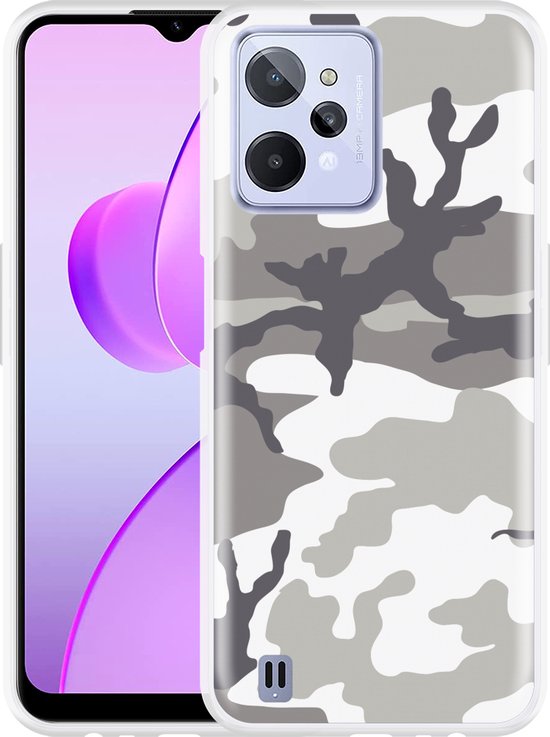 Realme C31 Hoesje Army Camouflage Grey - Designed by Cazy | bol