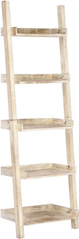 vidaXL Ladderkast 75x37x205 cm massief mangohout wit | bol.com