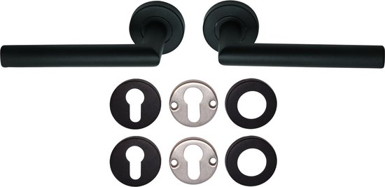Wovar Deurklink zwart rozet met Cilinderplaatjes | Overdoos 20 sets ...