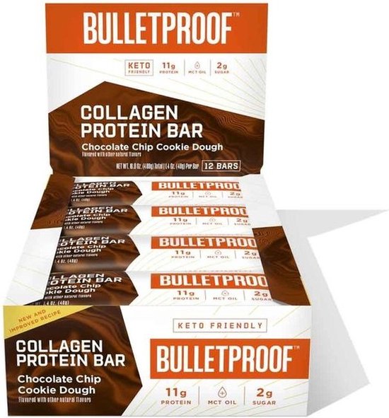 Bulletproof™ Chocolate Chip Cookie Dough Collagen Protein Bar (12 pack ...