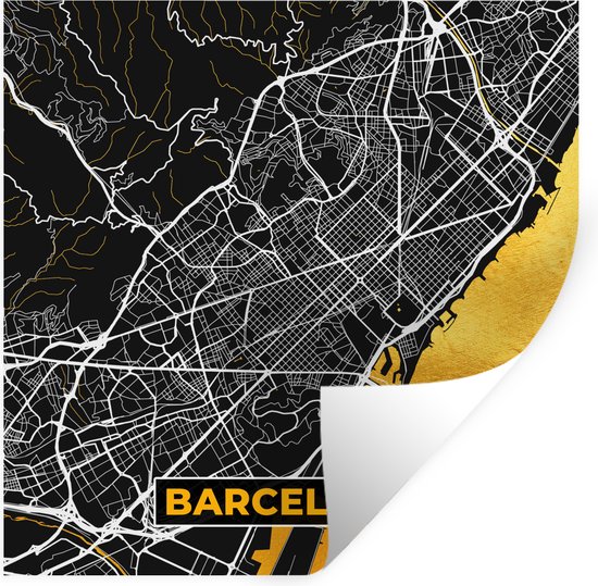Muurstickers - Sticker Folie - Barcelona - Stadskaart - Plattegrond ...