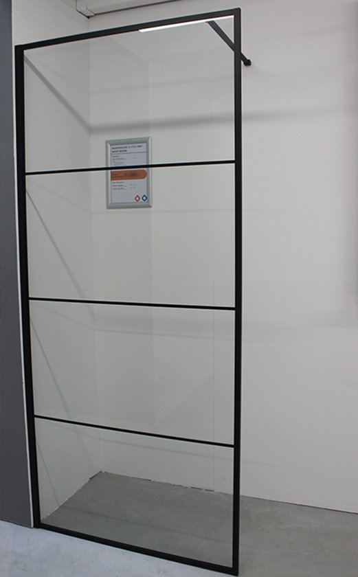 Douchewand Inloopdouche 80×200 cm mat zwart profiel buitenzijde - 8 mm ...