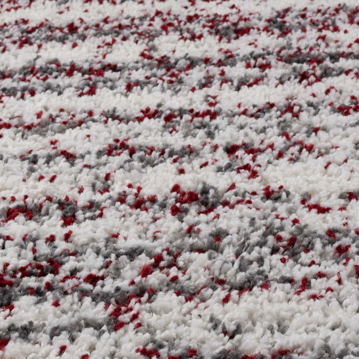 Rond hoogpolig vloerkleed strepen Artisan - grijs/rood 300 cm rond ...