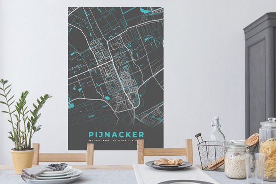 Muurstickers - Plattegrond - Pijnacker - Kaart - Stadskaart - 80x120 cm ...
