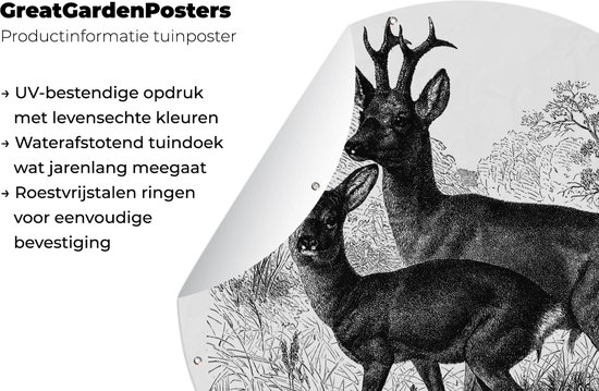 Tuincirkel Een zwart witte illustratie van reeën in de natuur - 150x150 ...
